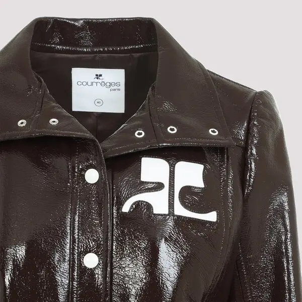 COURREGES Courrèges Chocolate Vinyl Logo Jacket - Brown