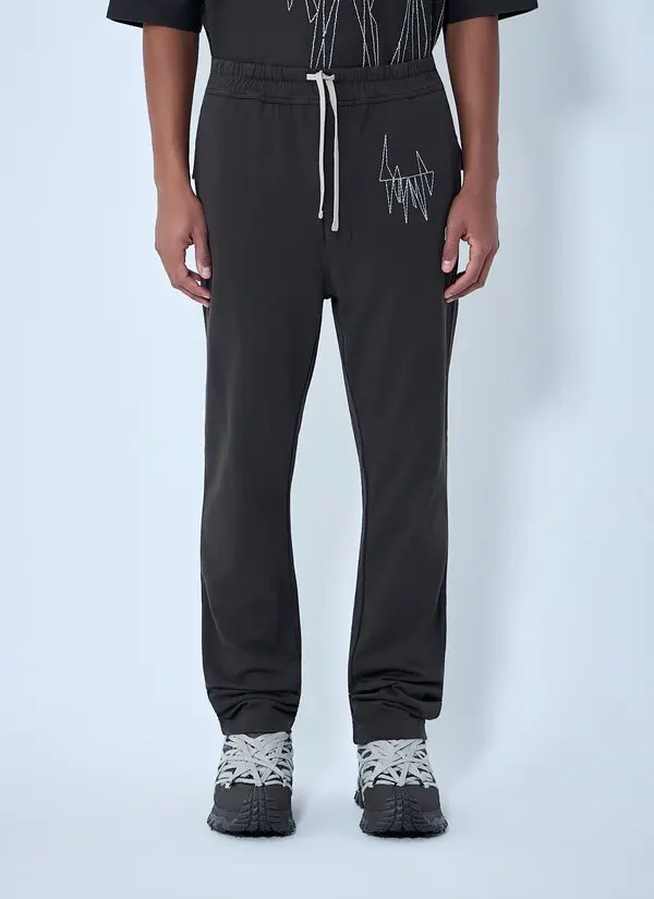 Moncler Relaxed Fit Drawstring Pants With Embroidered Motif - Gray