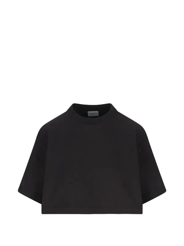 Balenciaga Cotton Cropped T-shirt With Embroidered Logo