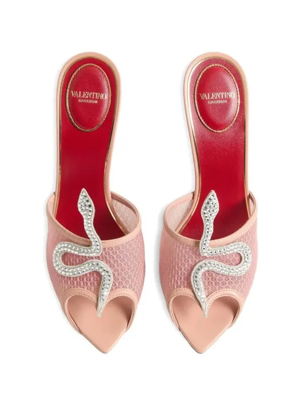 Valentino Garavani Coeur Vipère Embellished Leather Mules - Multicolor