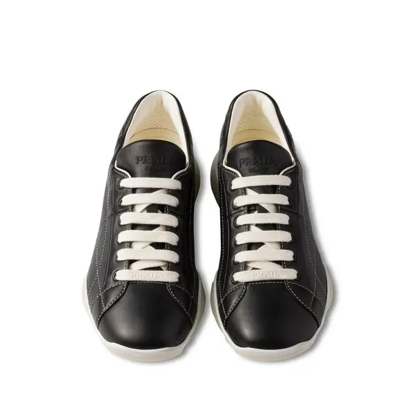 Prada Low-top Trainers With Contrast Stitching - Black