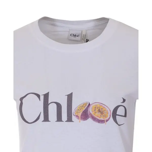 Chloé Logo T-shirt With Passion Fruit Print - White