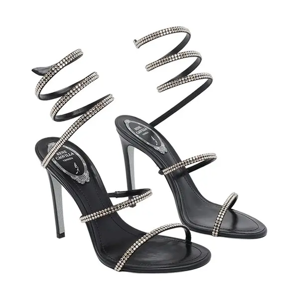Rene Caovilla Embellished Stiletto Heel Sandals - Black
