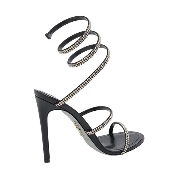 Rene Caovilla Embellished Stiletto Heel Sandals - Black