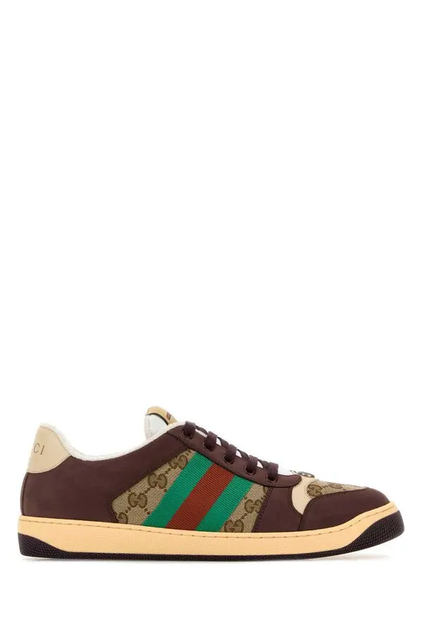 Gucci Gg And Leather Sneakers - Multicolor