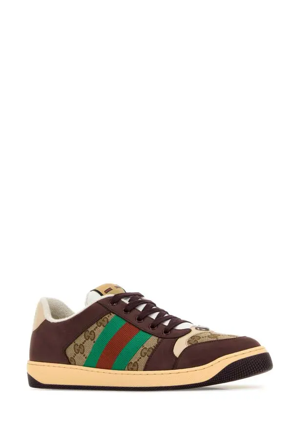 Gucci Gg And Leather Sneakers - Multicolor