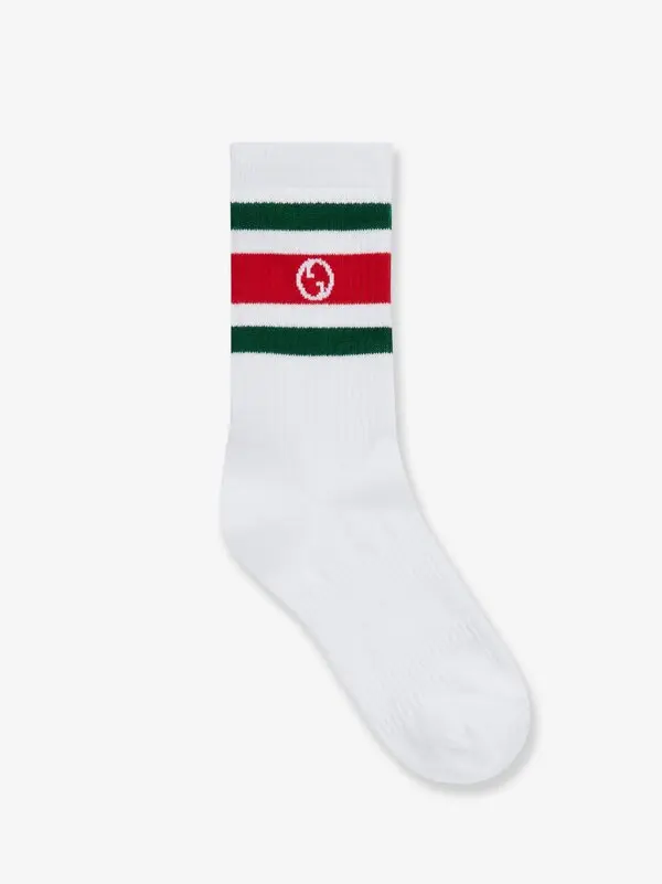 Gucci Cotton Socks With Web Stripe And Gg Logo - Multicolor