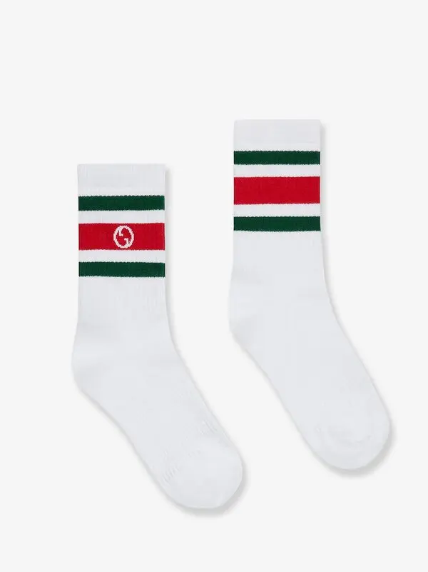 Gucci Cotton Socks With Web Stripe And Gg Logo