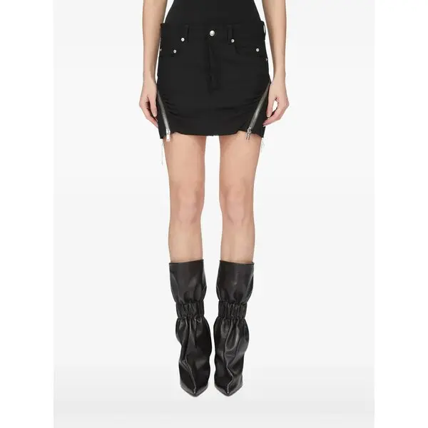 Rick Owens Viscose Blend Knit Skirt With Side Slit - Black