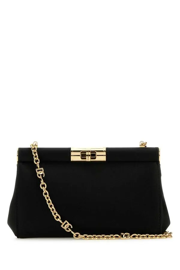 Dolce & Gabbana Satin Clutch With Golden Metal Finishing