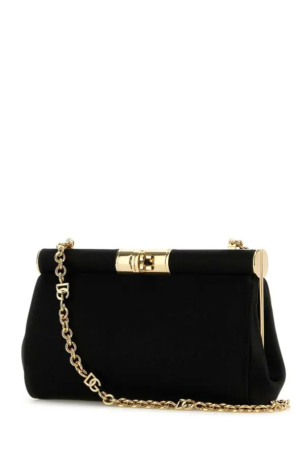 Dolce & Gabbana Satin Clutch With Golden Metal Finishing