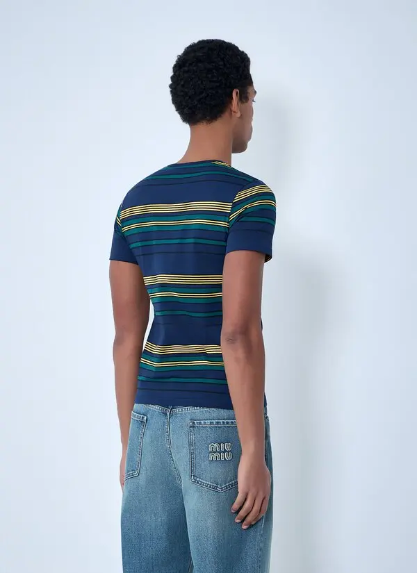 Miu Miu Striped Cotton Jersey T-shirt
