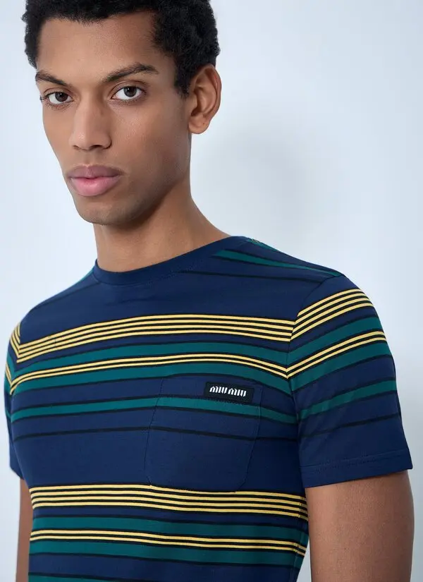 Miu Miu Striped Cotton Jersey T-shirt