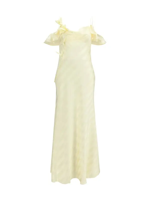 SELF-PORTRAIT Satin Striped Dress - Yellow