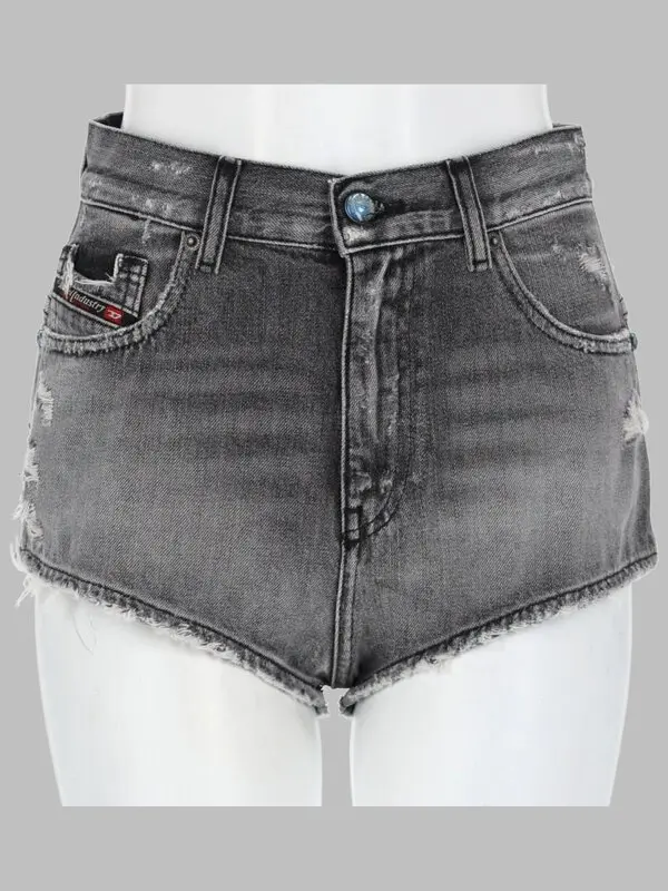 DIESEL® Denim Shorts With Frayed Hem - Gray