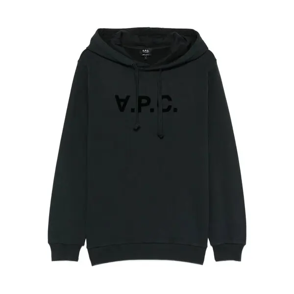 A.p.c. Cotton Logo Detail Hoodie - Black