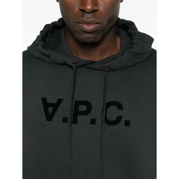 A.p.c. Cotton Logo Detail Hoodie - Black