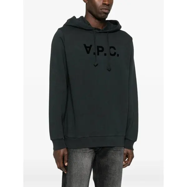 A.p.c. Cotton Logo Detail Hoodie - Black