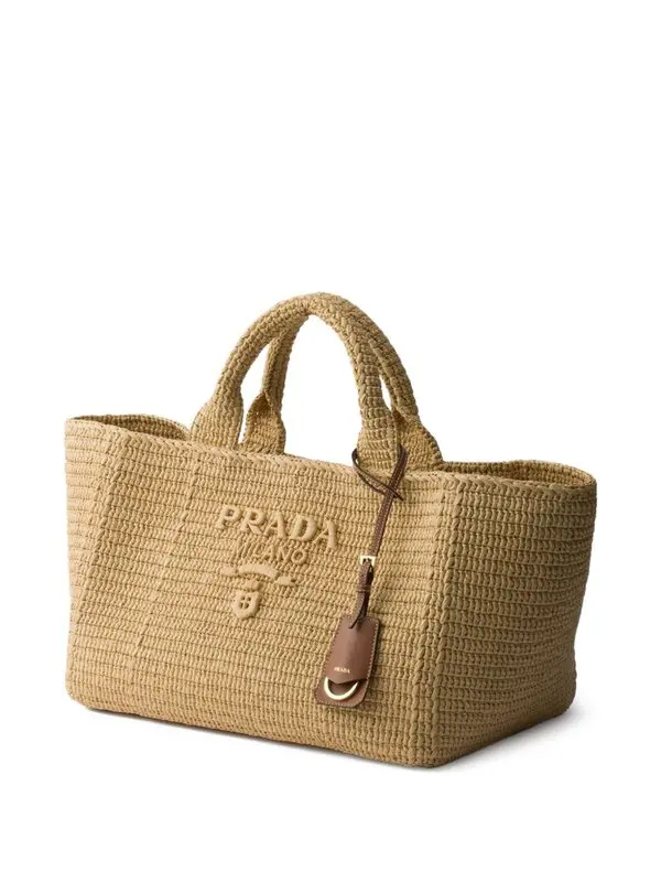 Prada Woven Tote Bag With Detachable Pouch