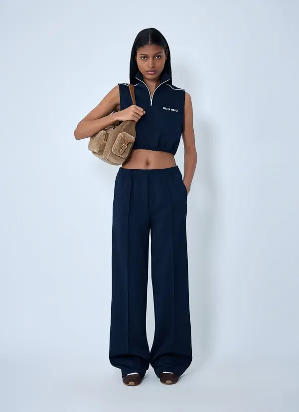 Miu Miu Elasticated High Rise Wide-leg Technical Pants
