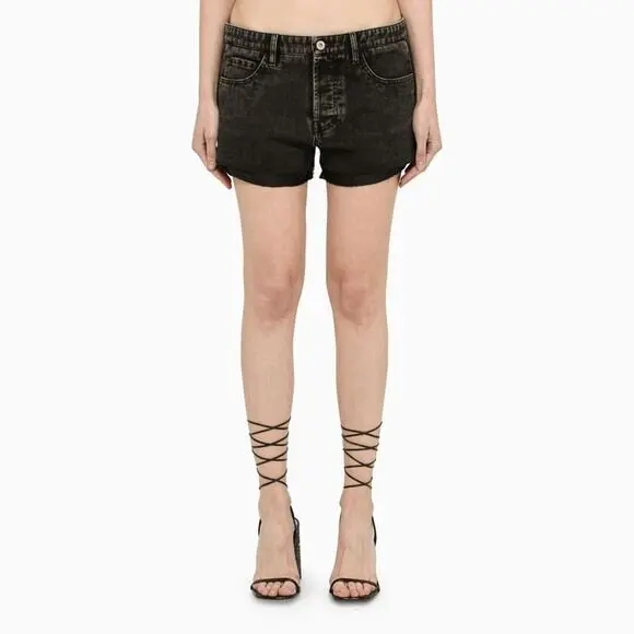 Miu Miu Cotton Denim Shorts - Black