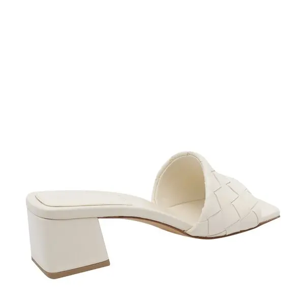 Bottega Veneta Woven Lamb Leather Open Toe Block Heel Sandals - White