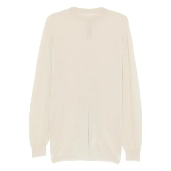 Rick Owens Sand Crew Neck Long Sleeve Wool Jumper - Cream