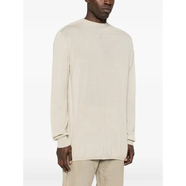 Rick Owens Sand Crew Neck Long Sleeve Wool Jumper - Cream