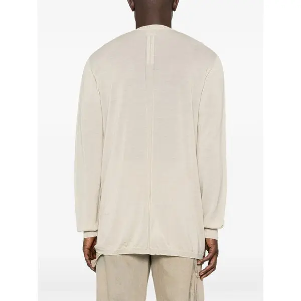 Rick Owens Sand Crew Neck Long Sleeve Wool Jumper - Cream