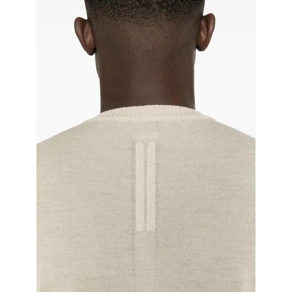 Rick Owens Sand Crew Neck Long Sleeve Wool Jumper - Cream