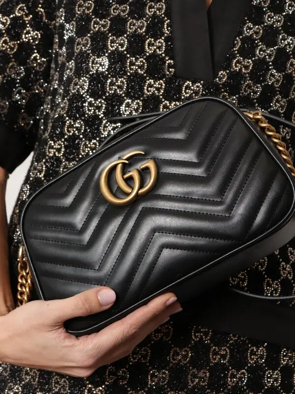 Gucci Matelassé Leather Camera Bag - Black