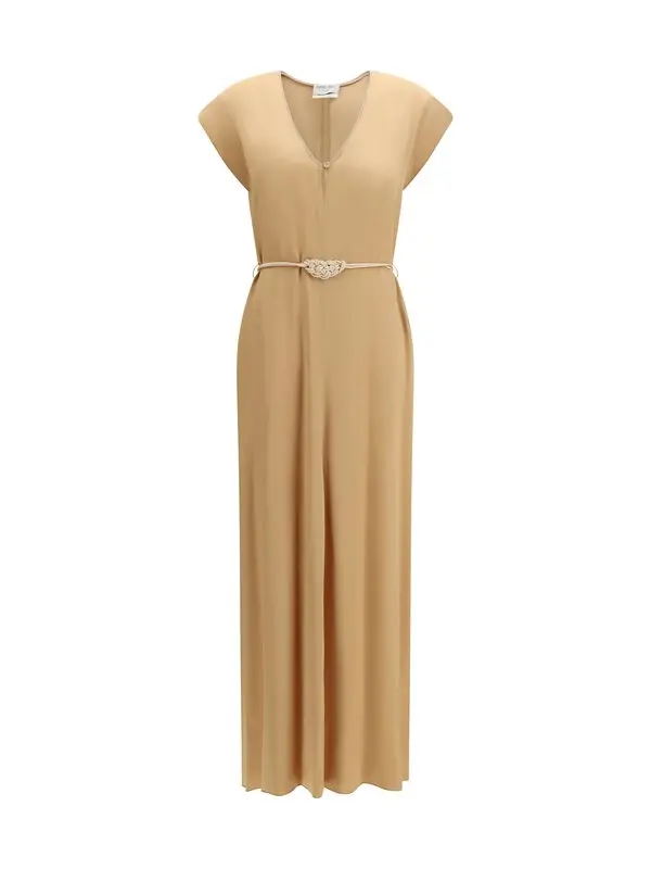 FORTE_FORTE Long Kaftan Dress With Rope Belt - Orange