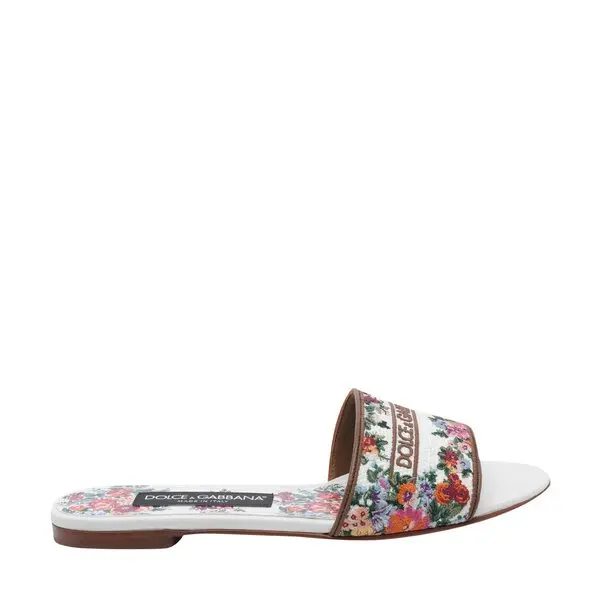 Dolce & Gabbana Floral Logo Flat Slides - Multicolor