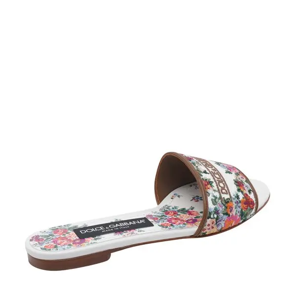 Dolce & Gabbana Floral Logo Flat Slides - Multicolor