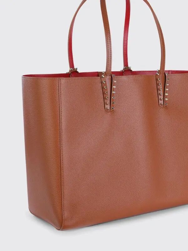 CHRISTIAN LOUBOUTIN Leather Tote Bag With Stud Embellishments - Brown