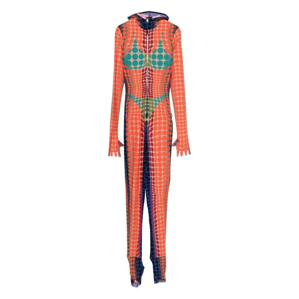 JEAN PAUL GAULTIER Polka Dot Hooded Jumpsuit - Orange