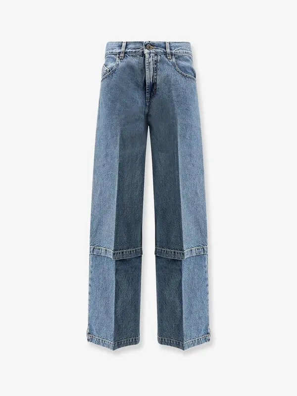 Attico Paneled Jeans With Logo Embroidery - Blue