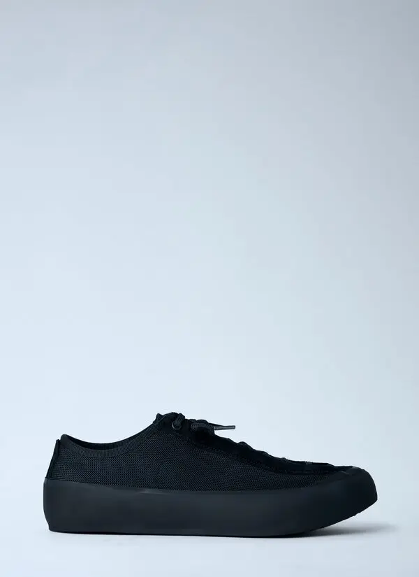 Stone Island Mesh Low-top Sneakers With Suede Trims - Black