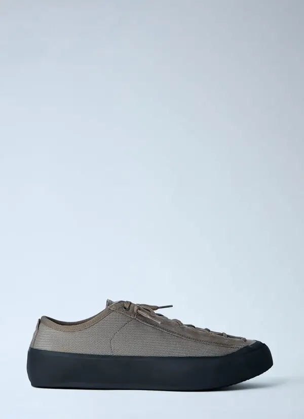 Stone Island Mesh Low-top Sneakers With Suede Trims - Brown