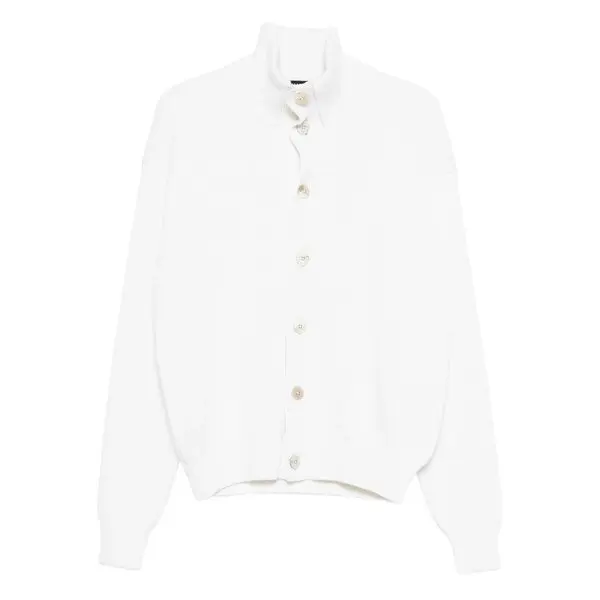 TOM FORD Ribbed Knit High Neck Cardigan - White