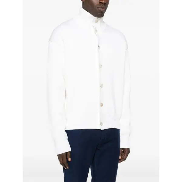 TOM FORD Ribbed Knit High Neck Cardigan - White