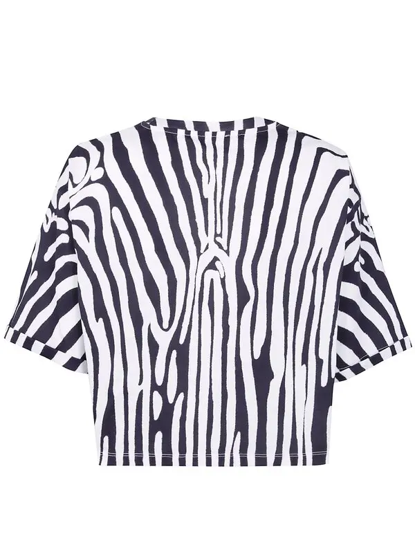Balmain Zebra Print Organic Cotton Cropped T-shirt