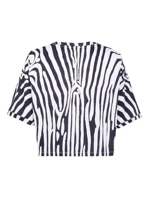 Balmain Zebra Print Organic Cotton Cropped T-shirt