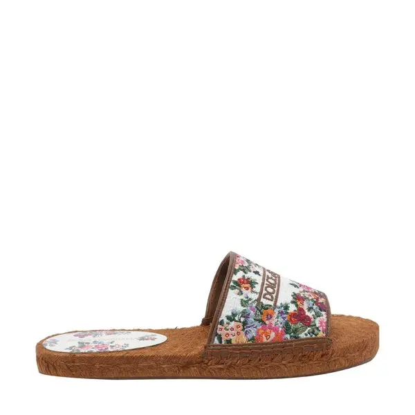 Dolce & Gabbana Floral Logo Slide Sandals - Multicolor
