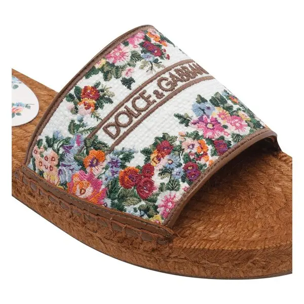 Dolce & Gabbana Floral Logo Slide Sandals