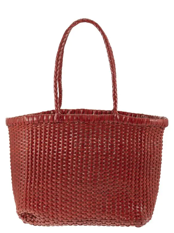 Dragon Diffusion Weave Braided Leather Bag - Red