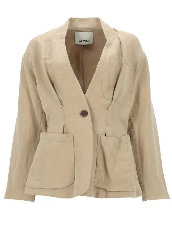 Isabel Marant Étoile Giacca Soraya" Linen Silk Blend Blazer - Cream