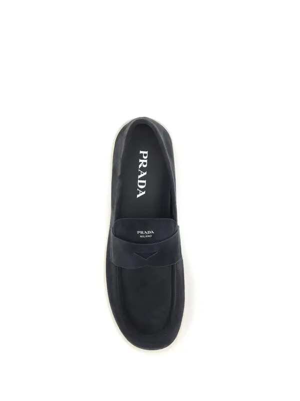 Prada Suede Loafers With Logo Detail