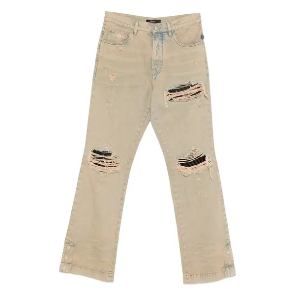 Amiri Bootcut Jeans With Distressed Details - Cream