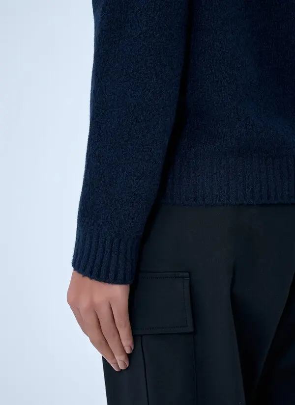 Moncler Embroidered Logo Wool Blend Sweater - Black